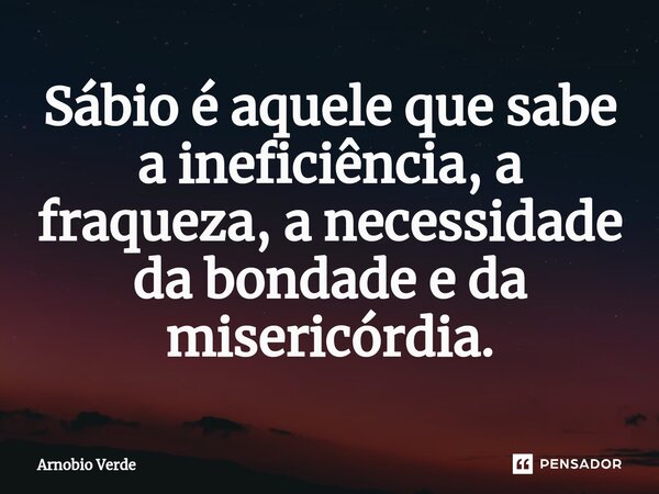 sábio é Aquele Que Sabe A Arnobio Verde Pensador