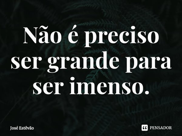 não é Preciso Ser Grande Para Ser José Estêvão Pensador