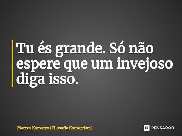 Tu és Grande Só Não Espere Que Marcos Kamorra Filosofia Pensador