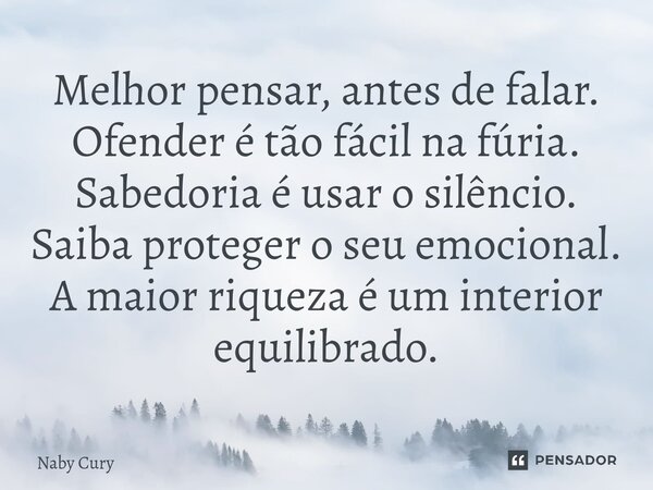 melhor Pensar Antes De Falar Naby Cury Pensador