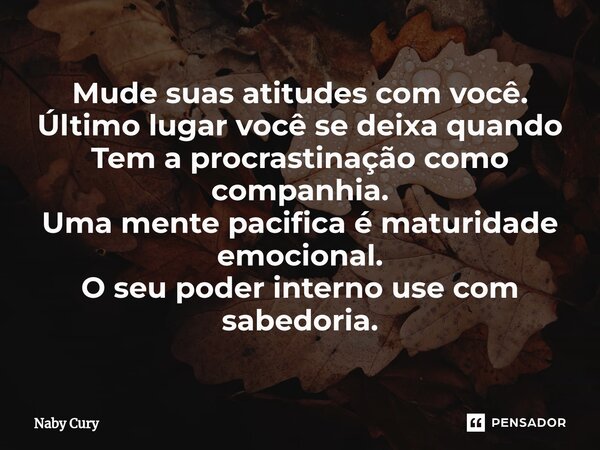 mude Suas Atitudes Com Você Último Naby Cury Pensador
