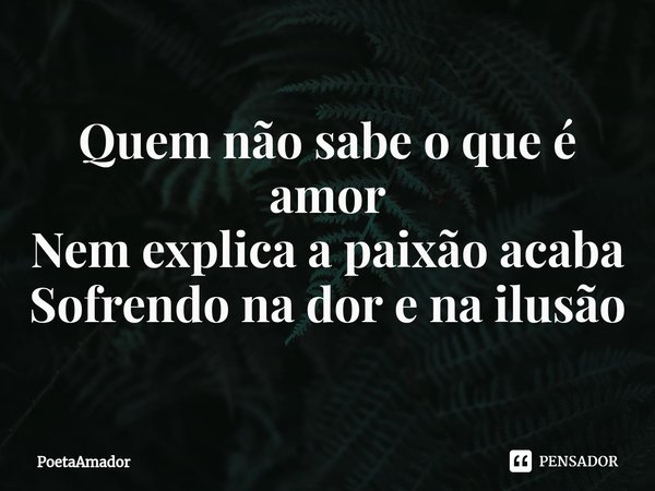 quem Não Sabe O Que é Amor Nem Poetaamador Pensador