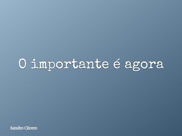 O importante é agora Sandro Ciicero - Pensador