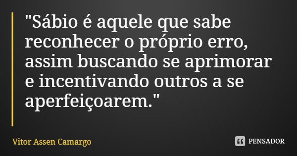 Sábio é Aquele Que Sabe Vitor Assen Camargo Pensador