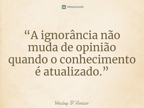 A Ignorância Não Muda De Wesley Damico Pensador