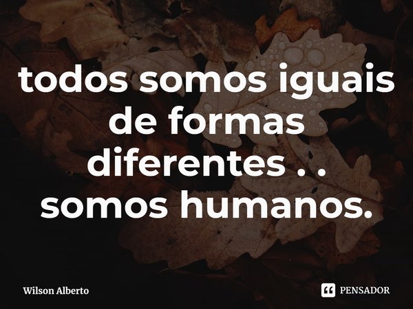 todos Somos Iguais De Formas Wilson Alberto Pensador